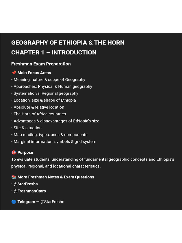 Freshman Geography Chapter 1 Exam Review Questions @StarFreshs | PDF