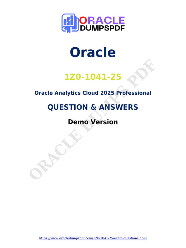 1Z0-1041-25 Exam Dumps 2026 | PDF | Time Series | Databases