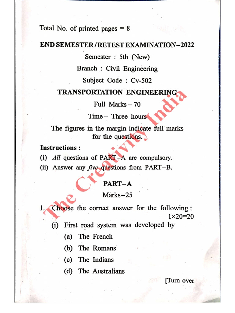 Transportation Engineering 2022 | PDF