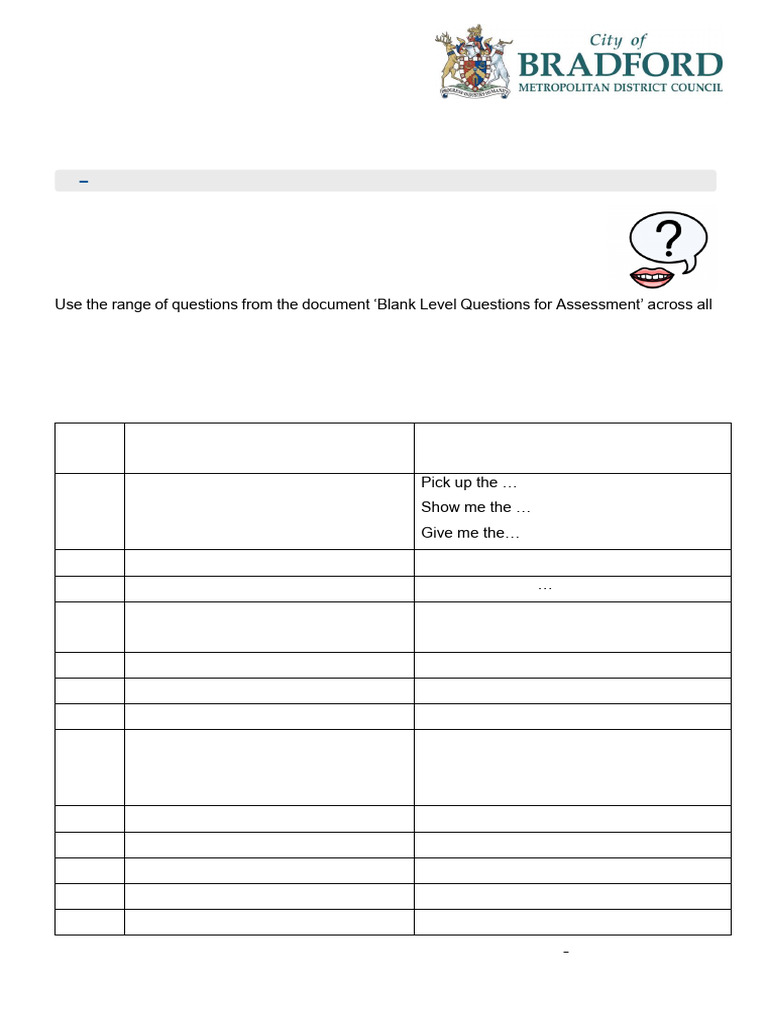 A Blank Level Question Examples for Early Years | PDF | Cognition ...