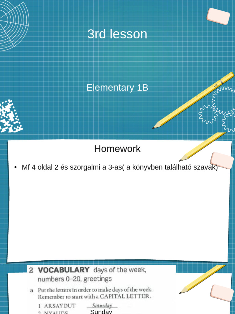Elementary 1B Lesson 3 Homework Guide | PDF