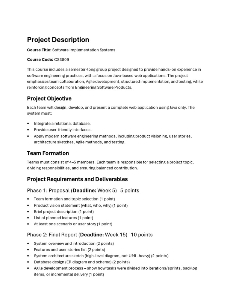 Project Description | PDF | Agile Software Development | Unit Testing
