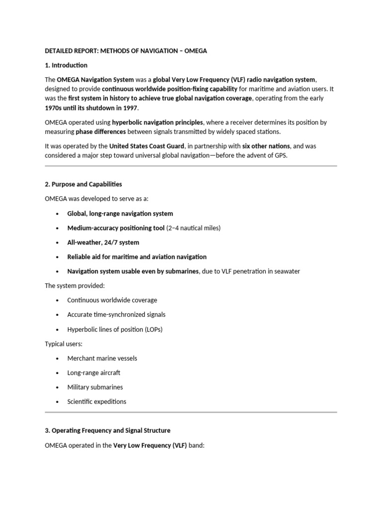 Example Report of Omega | PDF | Navigation | Radio Propagation