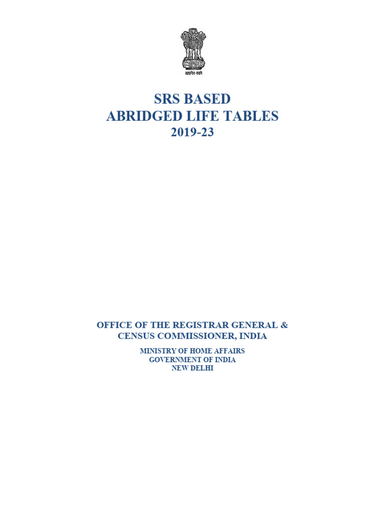 SRS-Abridged Life Tables 2019-2023 | PDF | Applied Statistics