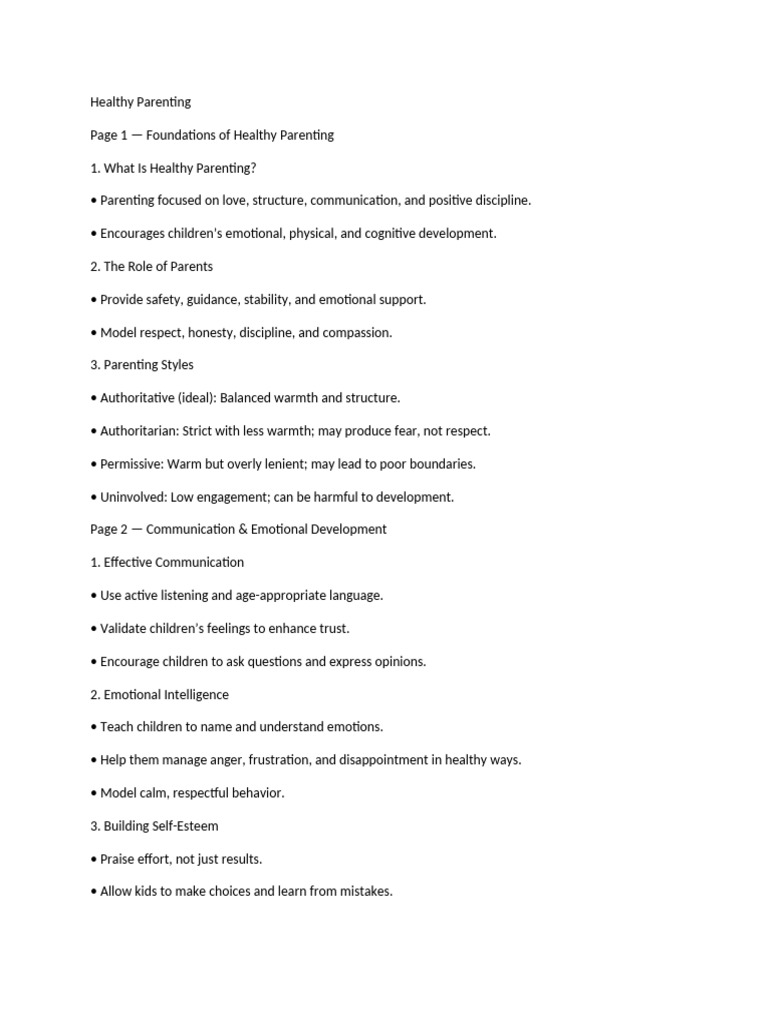 Healthy Parenting Teaching Lesson | PDF