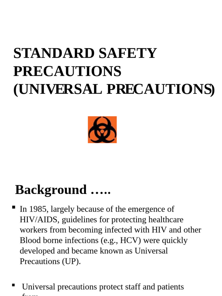 Universal Precautions in Healthcare Safety | PDF | Health Care ...