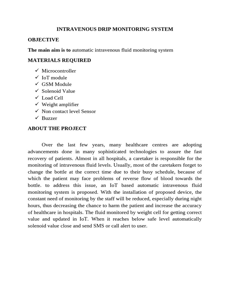 Intravenous Drip Monitoring System | PDF