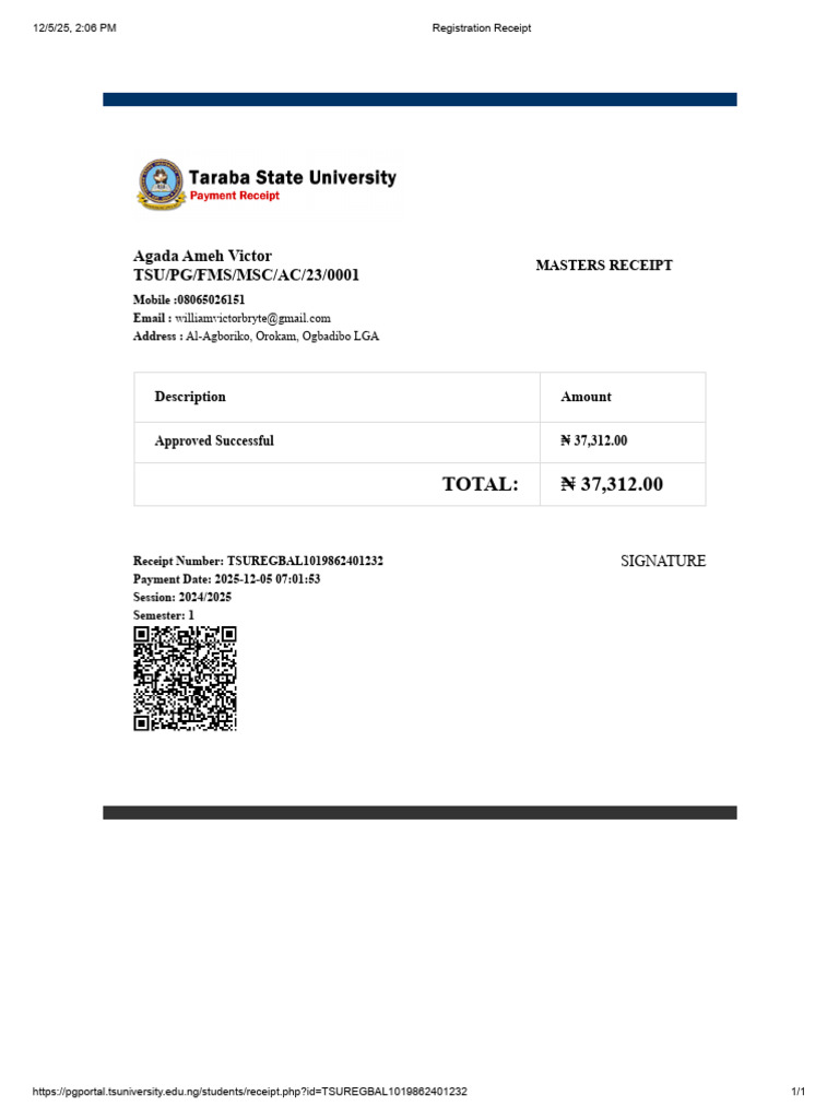 Agada Registration Receipt | PDF