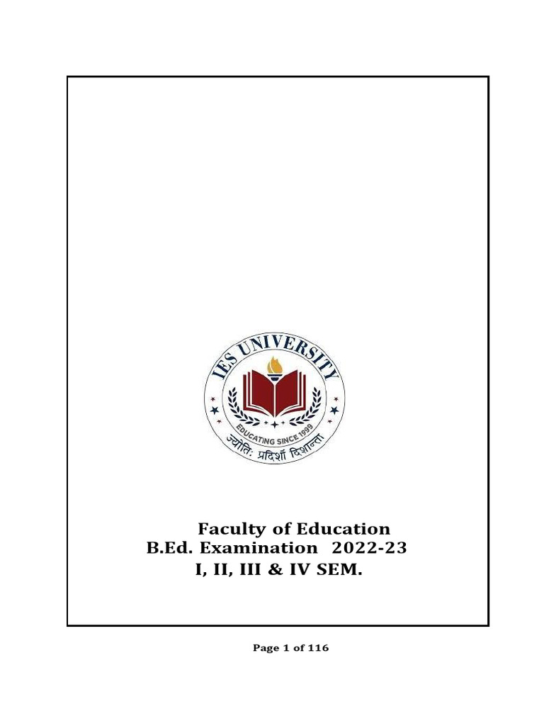 Bed Scheme & Syllabus IES University (BOS Aug 2022) Finaly Done (1) (1 ...