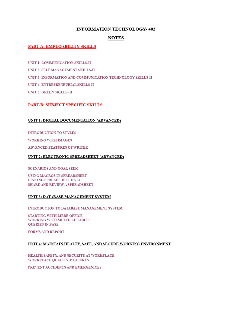 Information Technology-402 Notes | PDF