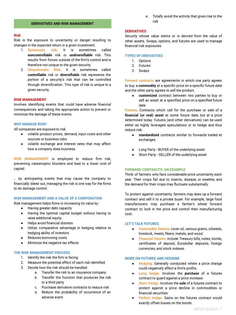 [1021] 8. Derivatives and Risk Management | PDF | Option (Finance ...