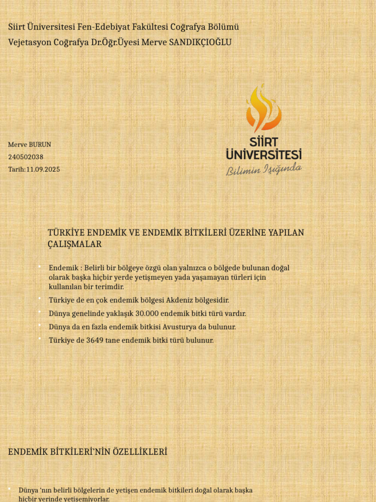 Merve, Türkiye'de Endemik Bitkiler | PDF