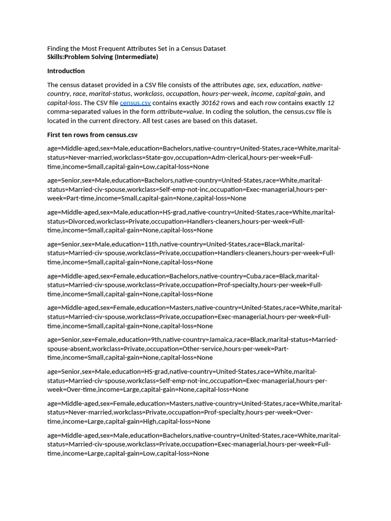 Census Dataset Attribute Analysis | PDF | Computer Data | Algorithms ...