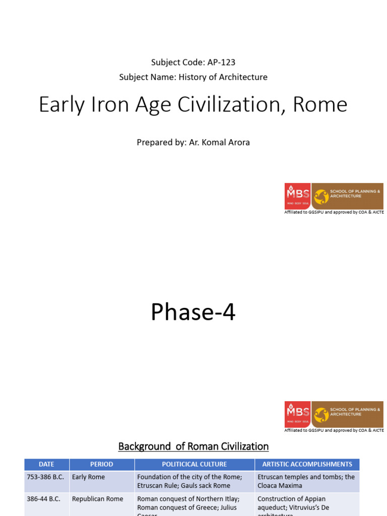5 - Early Iron Age Civilization, Rome | PDF | Vault (Architecture) | Column