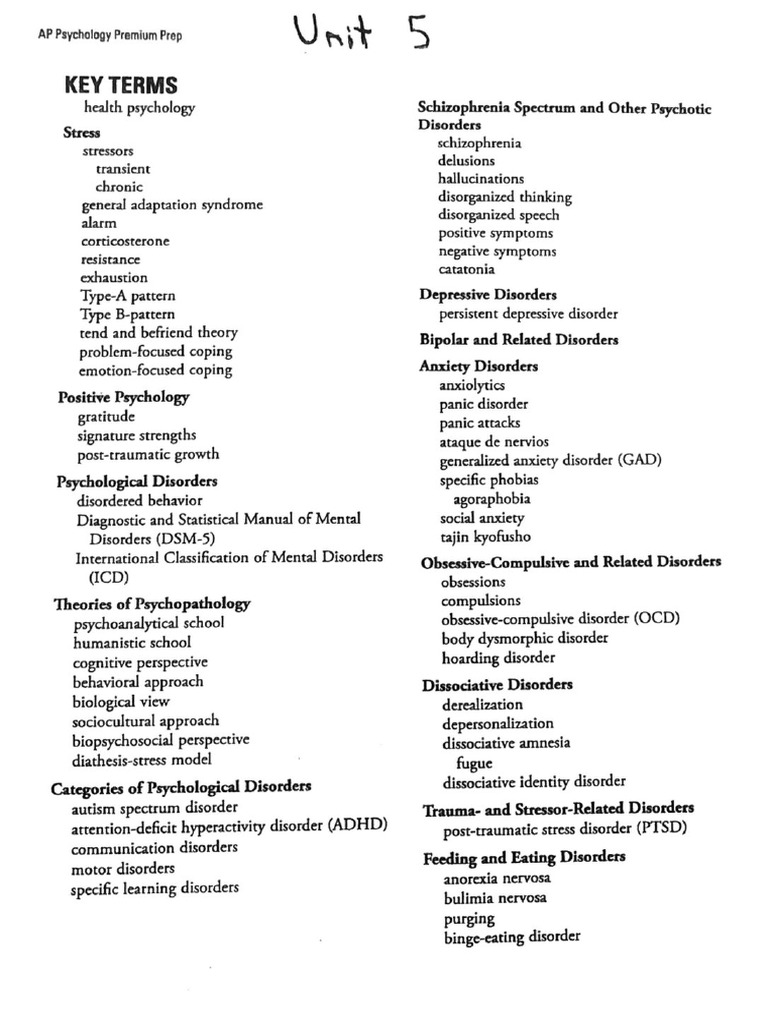 Unit 5 Key Terms Psych | PDF