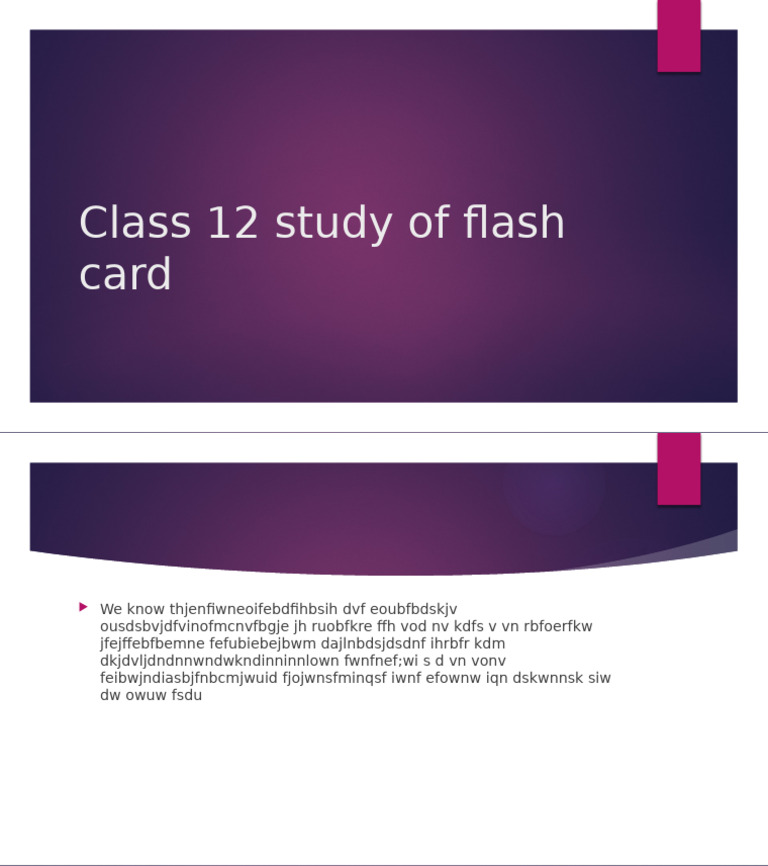 Class 12 Study of Flash Card | PDF