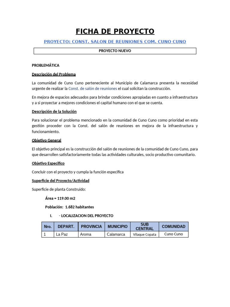 Const. Salon de Reuniones Com. Cuno Cuno | PDF