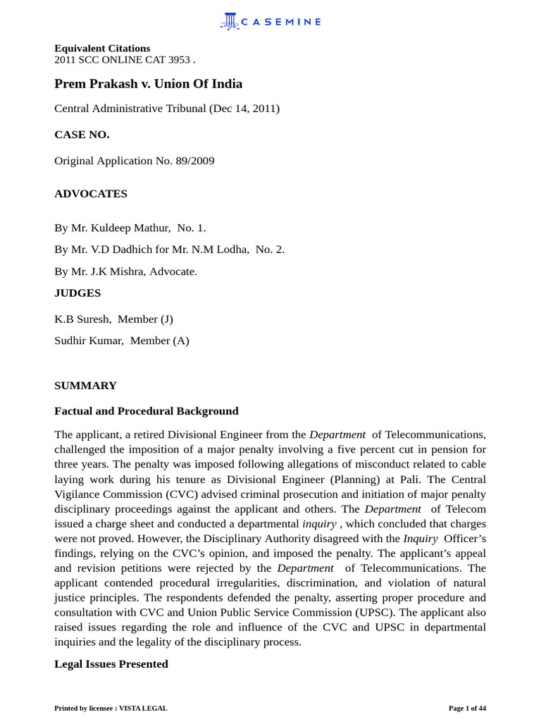 Disciplinary Proceedings Review: Prakash Case | PDF | Justice | Crime ...