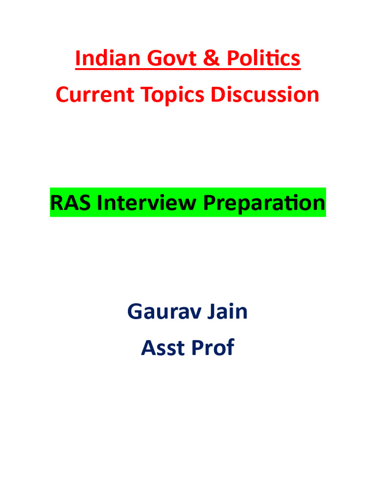 Polity Current Issues For RAS Interview | PDF