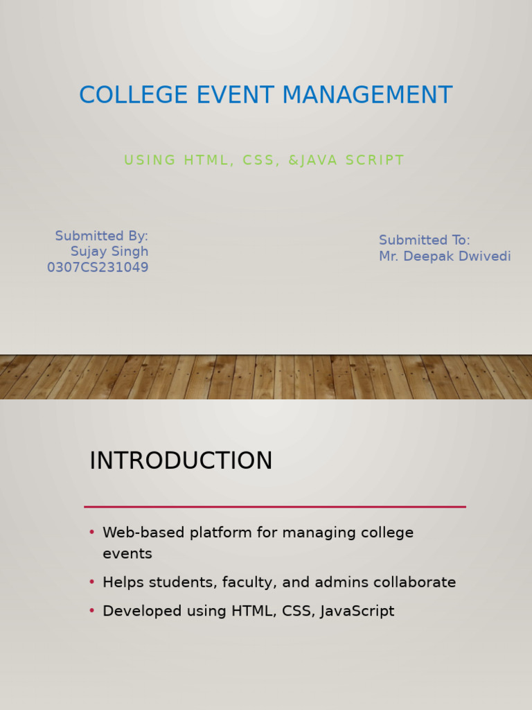 College Event Management Presentation | PDF