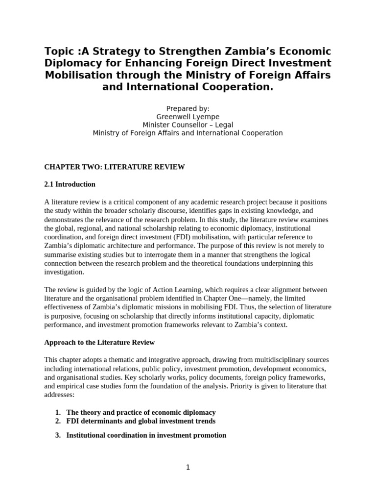 2.0 Revised Chapter Two Literature Review | PDF | Diplomacy | Foreign ...
