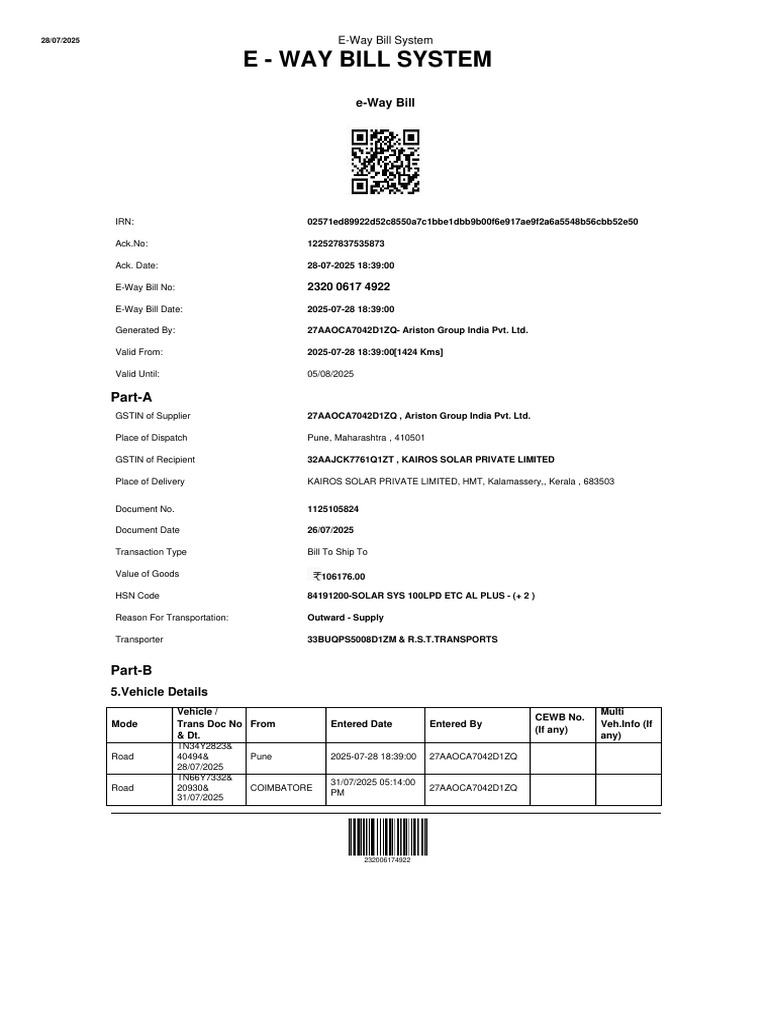 E WayBill Summary | PDF