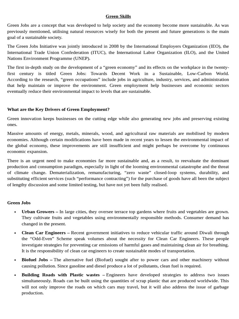 Understanding Green Jobs and Skills | PDF | Green Job | Biofuel