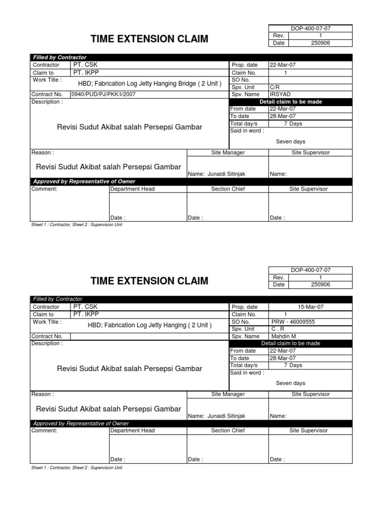 Time Extension Claim Submission | PDF | Law | Technology & Engineering