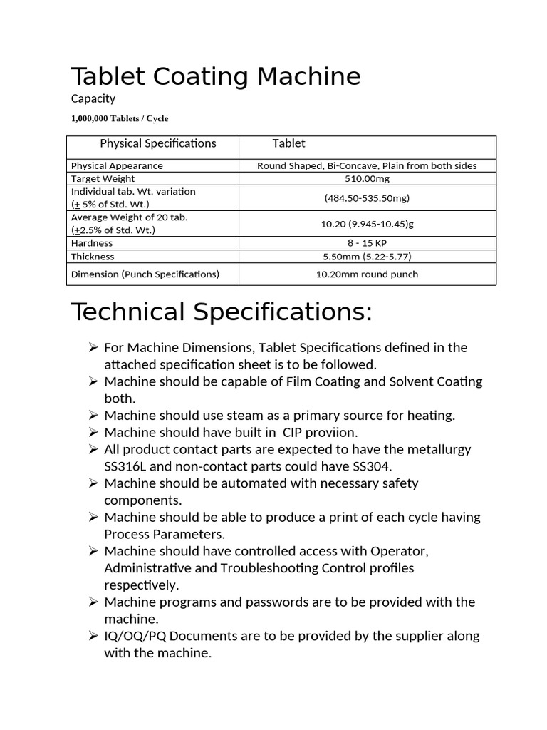 High-Capacity Tablet Coating Machine | PDF