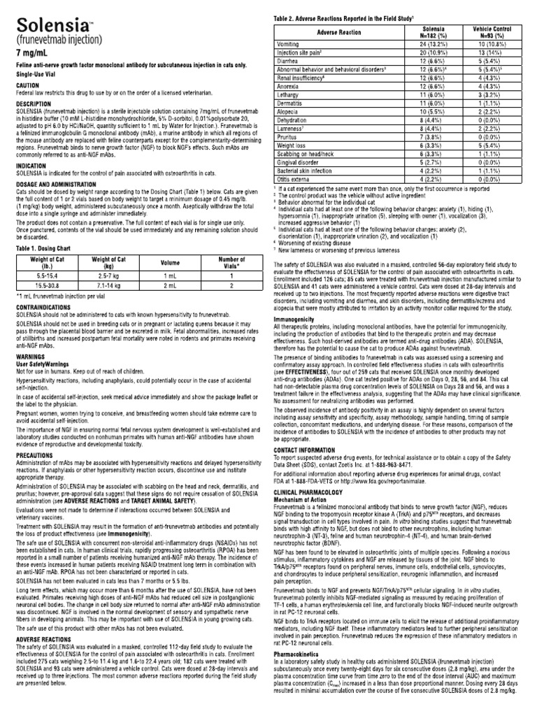 Solensia Prescribing Information | PDF