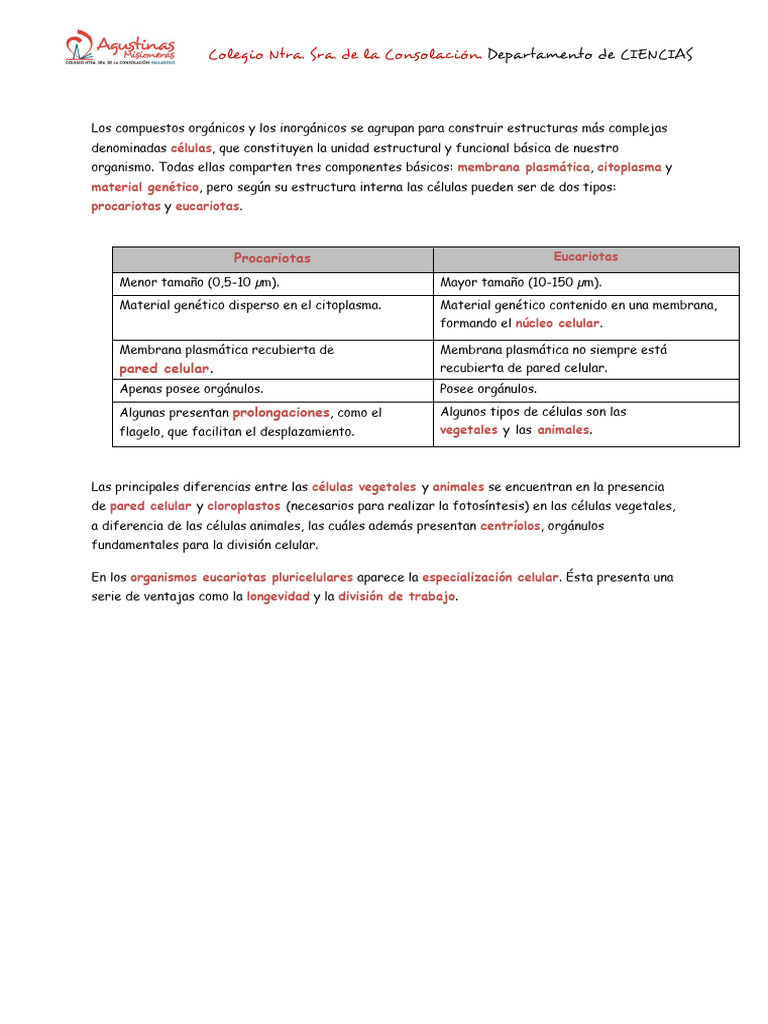 2.3.La Célula y La Clasificación de Los Seres Vivos | PDF