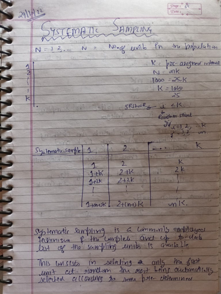 Sample Surveying: SYSTEMATIC SAMPLING Notes | PDF