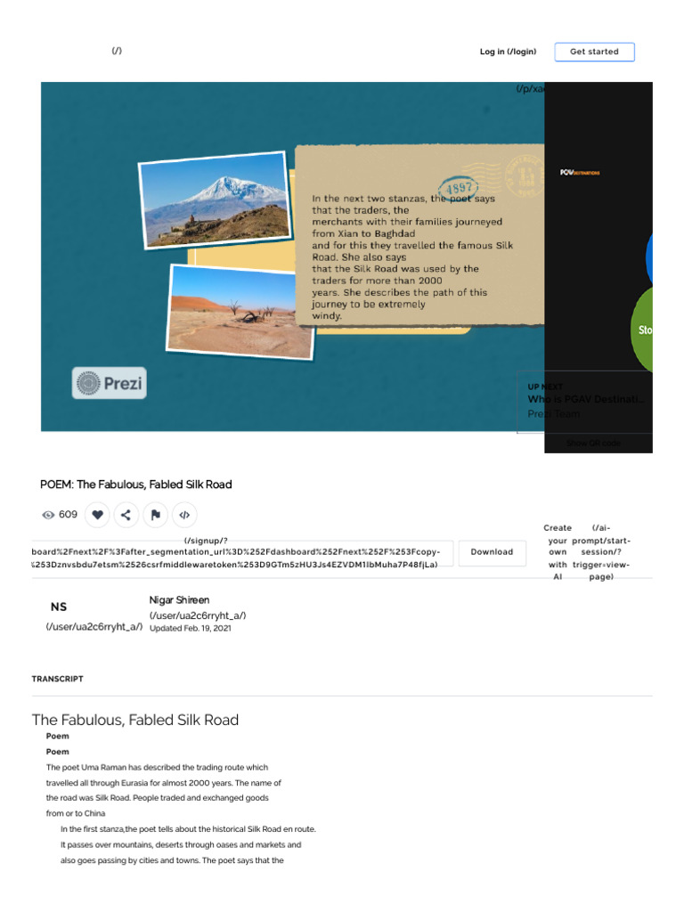 POEM_ the Fabulous, Fabled Silk Road by Nigar Shireen on Prezi | PDF ...