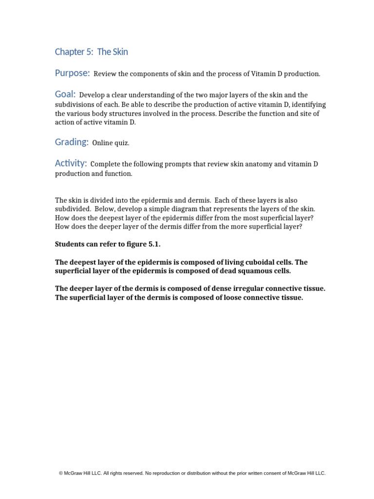 Chapter 5 the Skin Answer Key | PDF