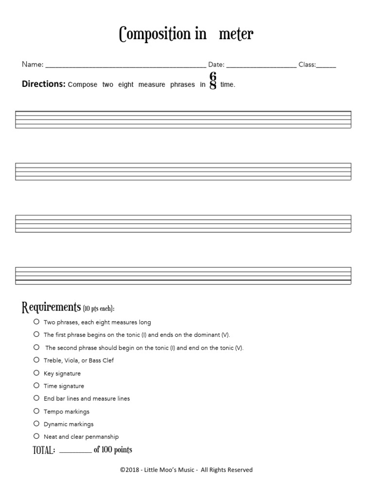 MusicCompositionWorksheetin68Time-1 | PDF