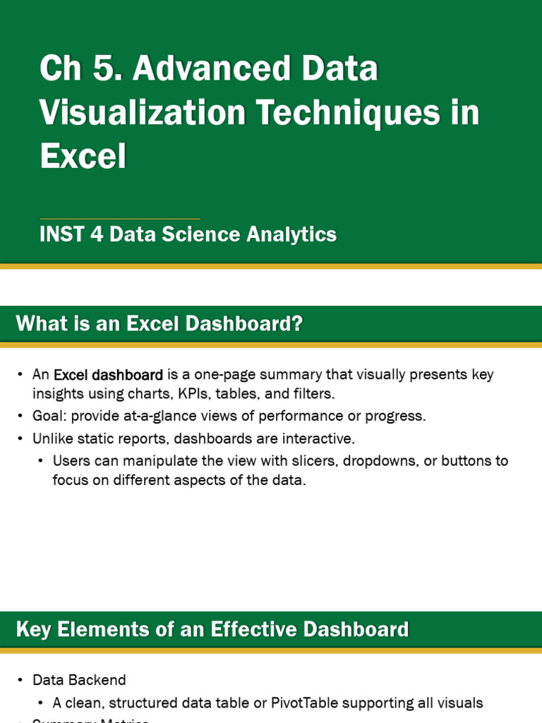 5_INST 4 Lesson 5 Advanced Data Visualization Techniques in Excel | PDF