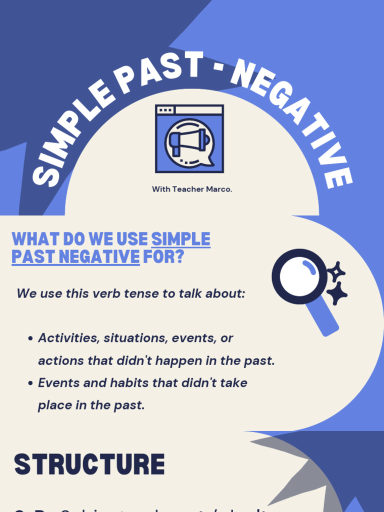 2.1 Simple Past - Negative | PDF