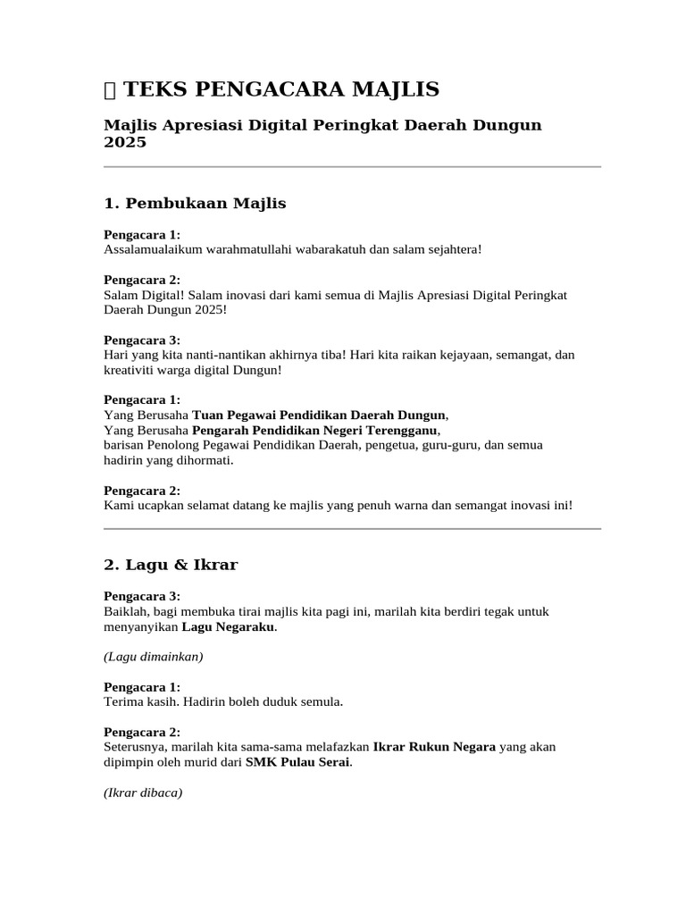 Majlis Apresiasi Digital Dungun 2025 | PDF