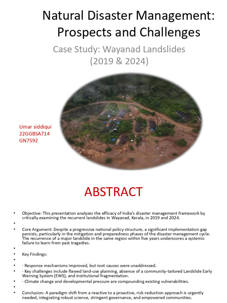 Natural Disaster Management Wayanad Presentation | PDF | Landslide ...