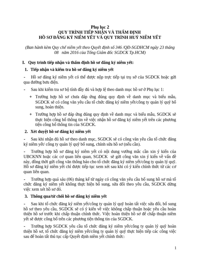 Phu Luc 2 Quy Trinh Tham Dinh Dkny & Huy Ny | PDF