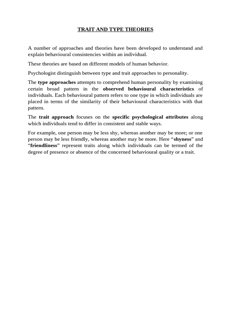 Understanding Trait and Type Theories | PDF | Extraversion And ...