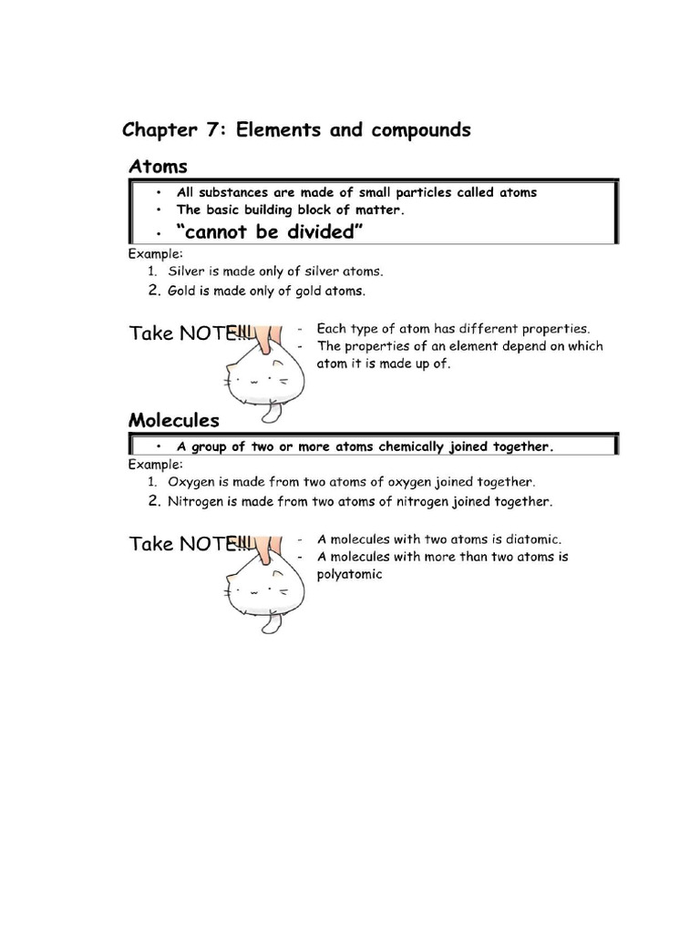 Note Atom Element and Compound | PDF