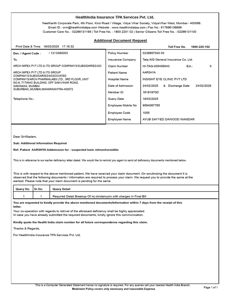 Detail Required For Arshiya | PDF
