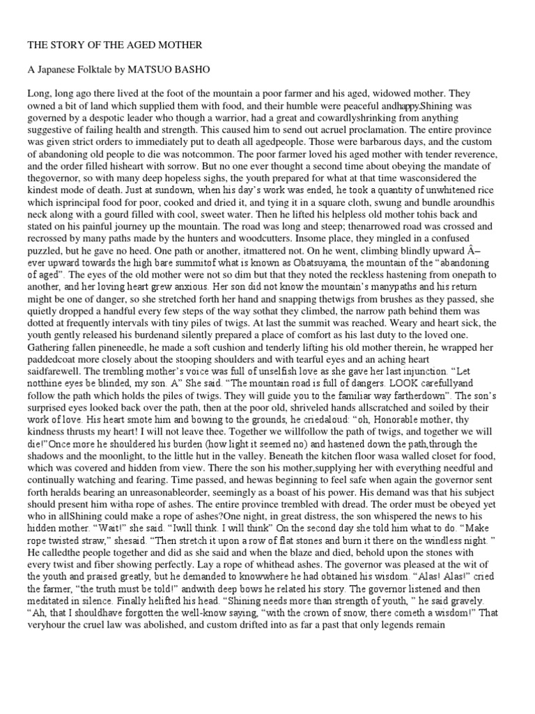 The Story of The Aged Mother | PDF