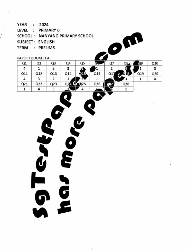 BookAP6 English Prelim 2024 Nanyang Exam Papers | PDF