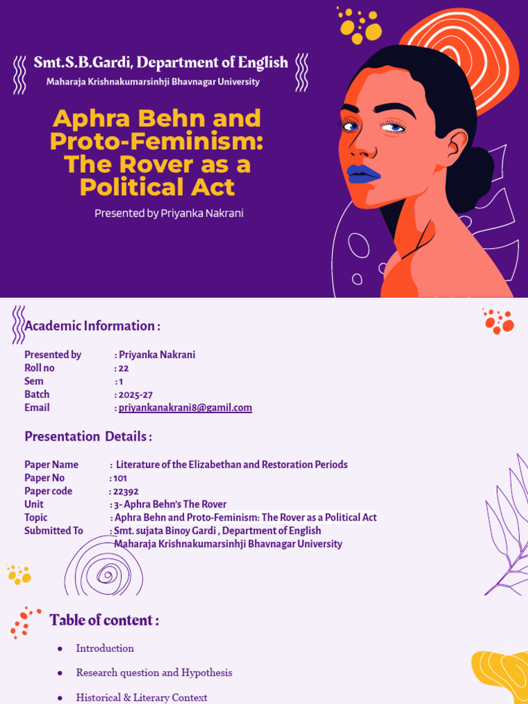 Aphra Behn's The Rover: Proto-Feminism Unveiled | PDF | Feminism ...