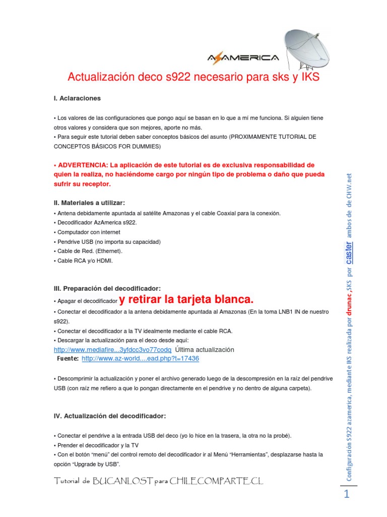 Guía de Configuración AzAmerica S922 | PDF | Hdmi | Televisión via satélite