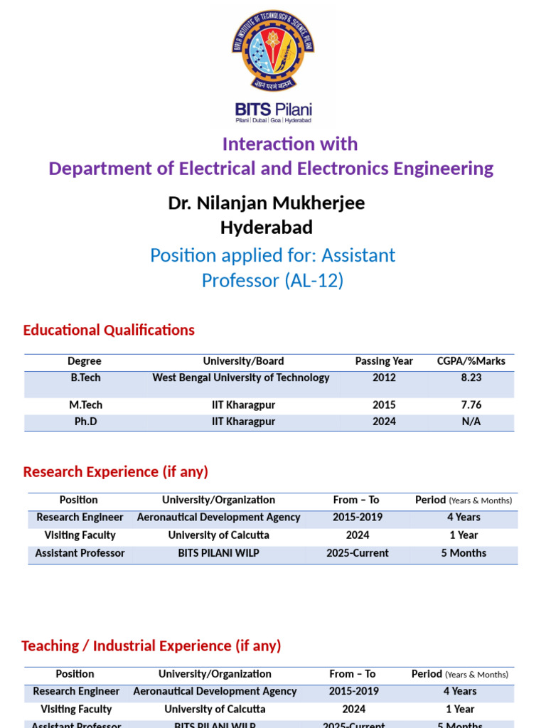 Assistant Professor Application - Dr. Mukherjee | PDF | Mathematical ...