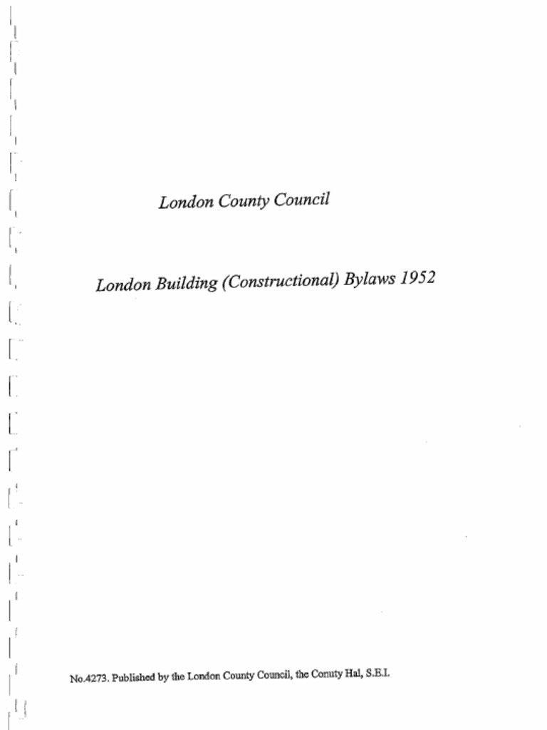 LCC London Building (Constructional) Bylaws 1952 | PDF