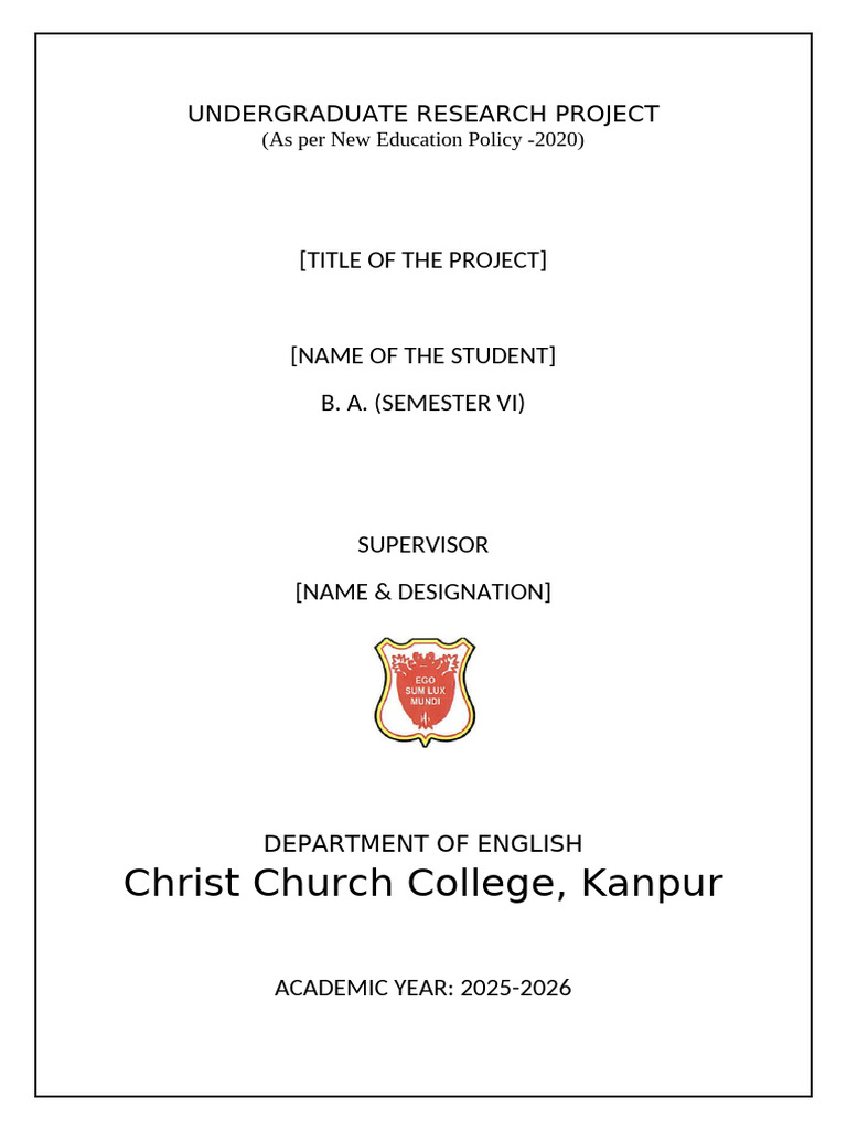 Undergraduate Research Project Overview | PDF